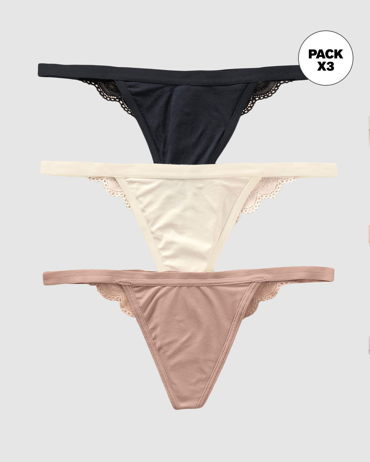 3 Low Rise G-Strings with Precious Lace | Leonisa