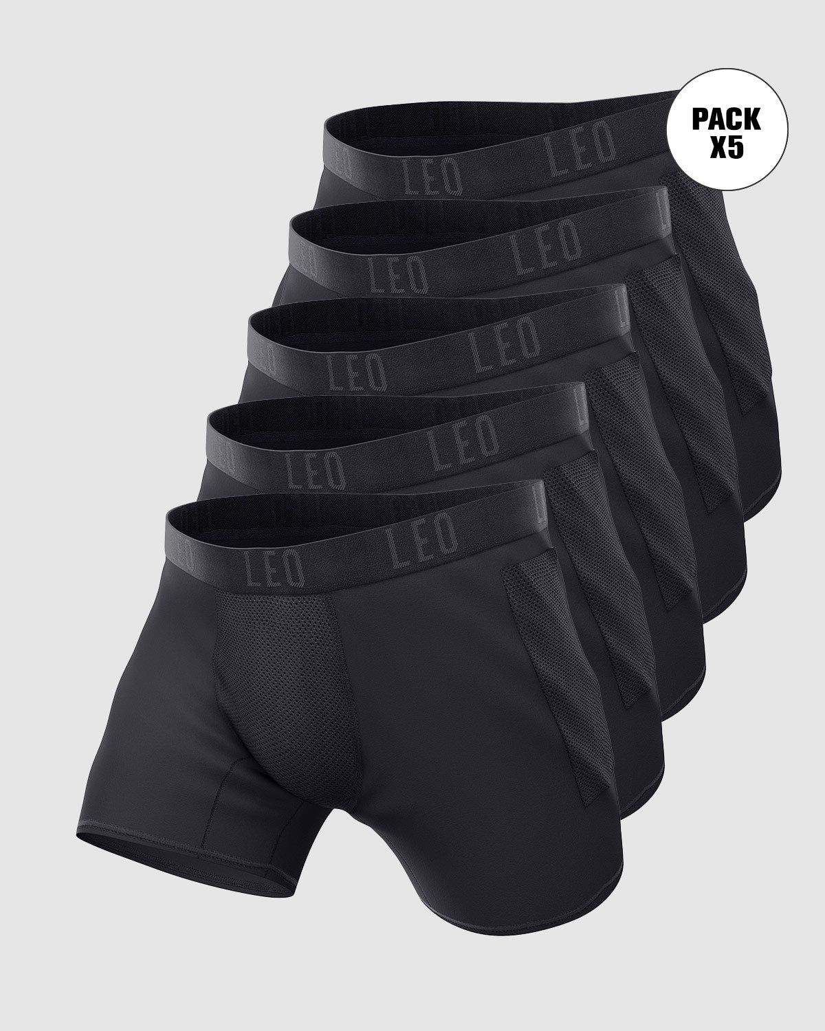 5-Pack Long Athletic Boxer Briefs with Side Pocket | Leonisa