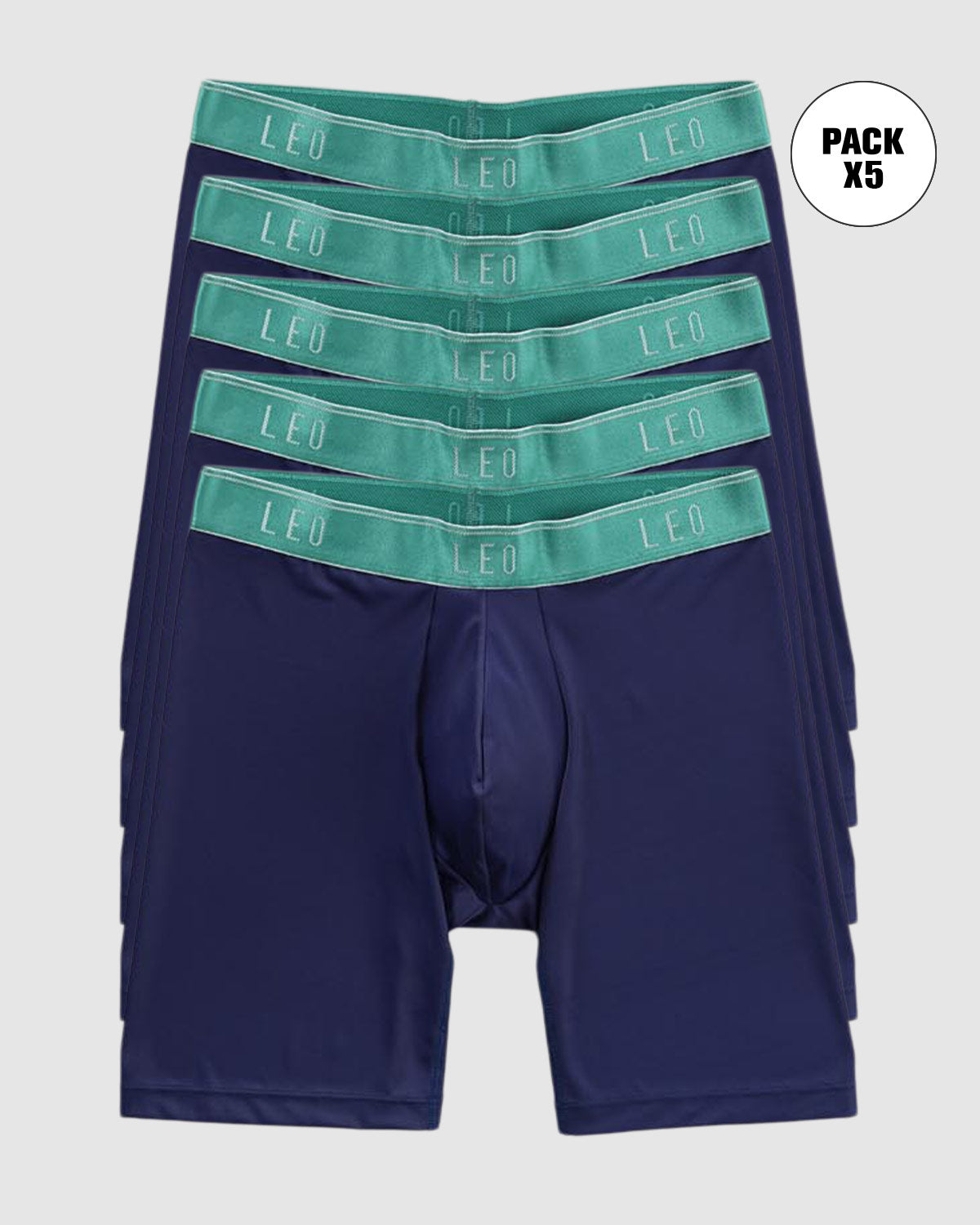Pack of 5 long boxers in microfiber with ergonomic design | Leonisa
